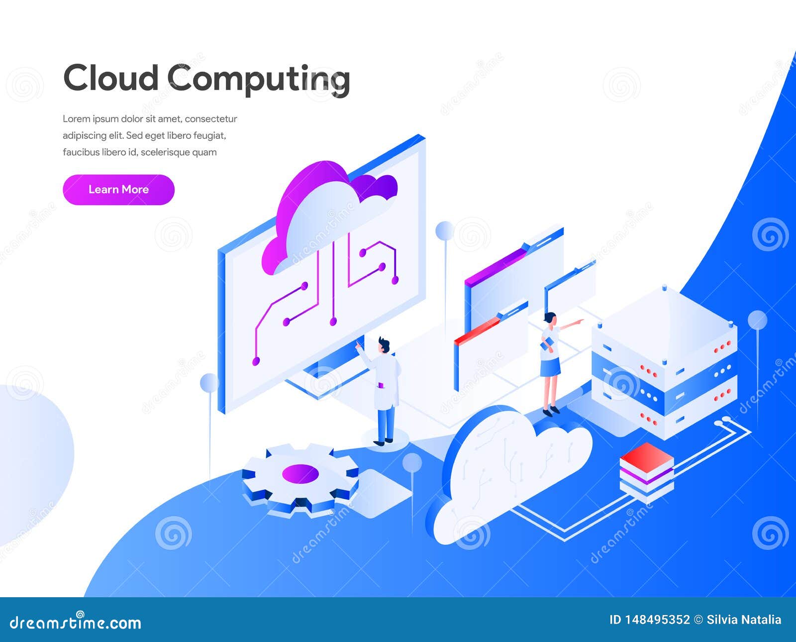 Cloud Computing Isometric Illustration Concept. Modern Flat Design ...