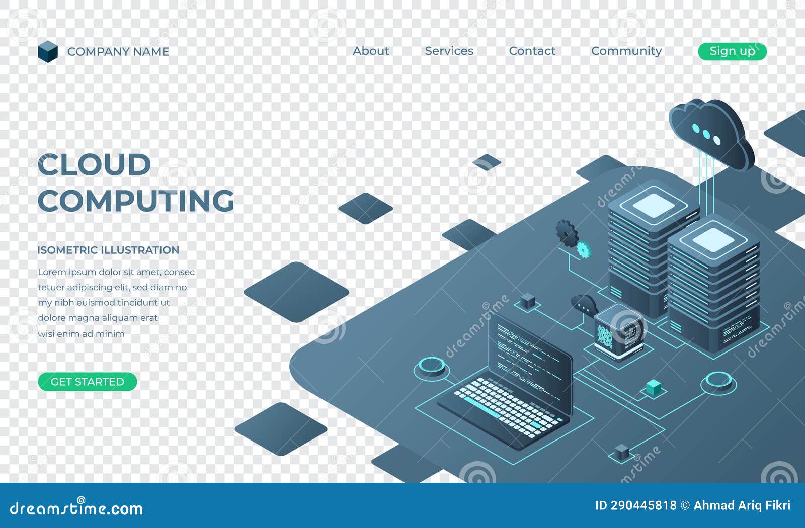 Cloud Computing Isometric Landing Page. Cloud Storage Server. Cloud ...