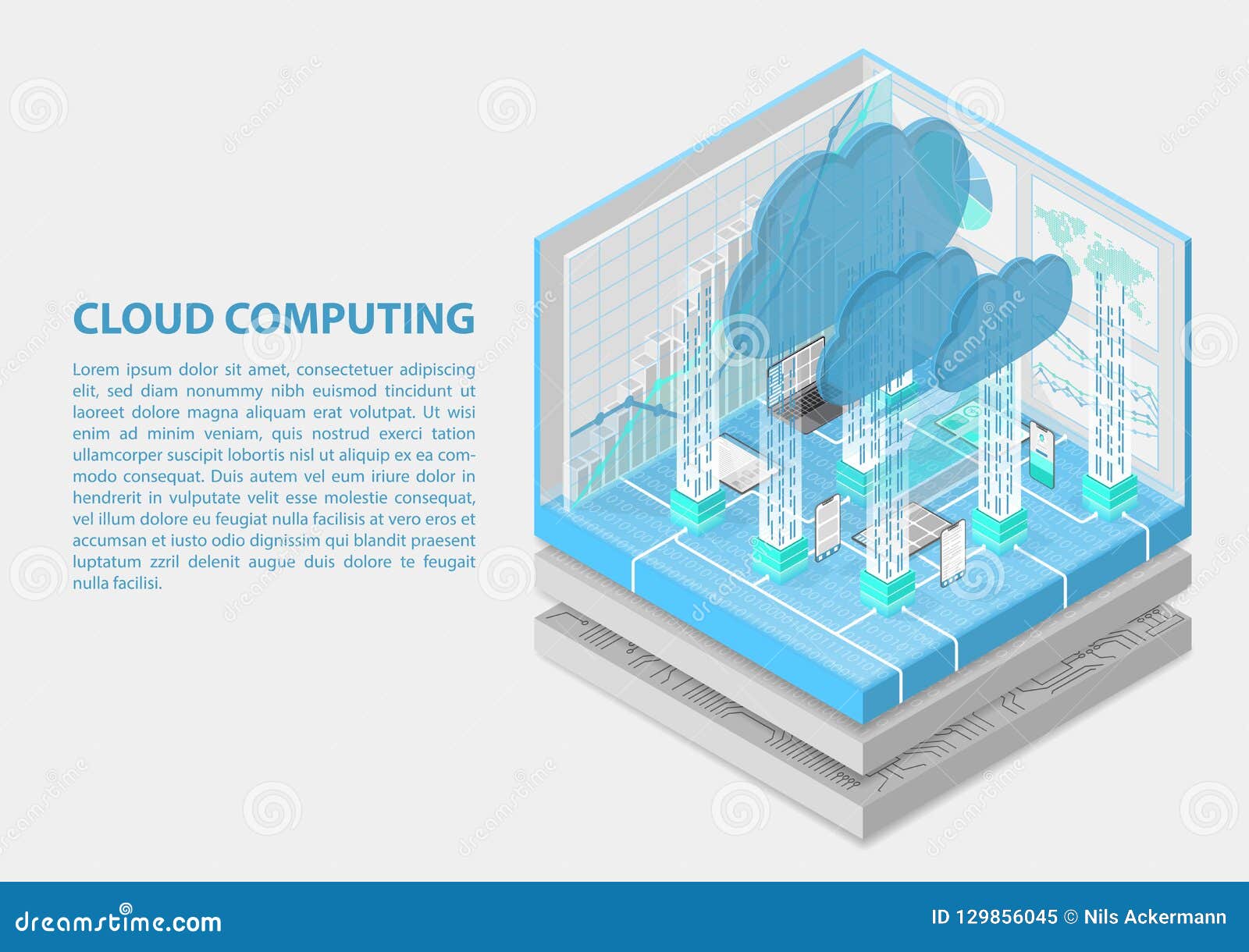 Isometric Cloud Service Vector Concept Cloud Storage Illustration