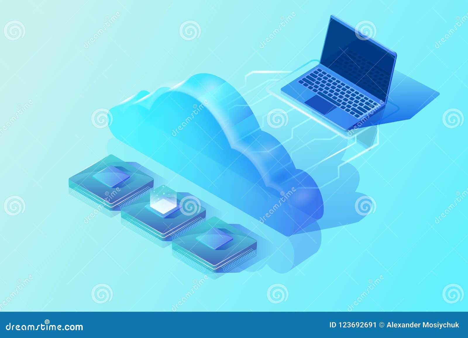 Cloud Computing and Digital Storage. Isometric Vector Illustration ...