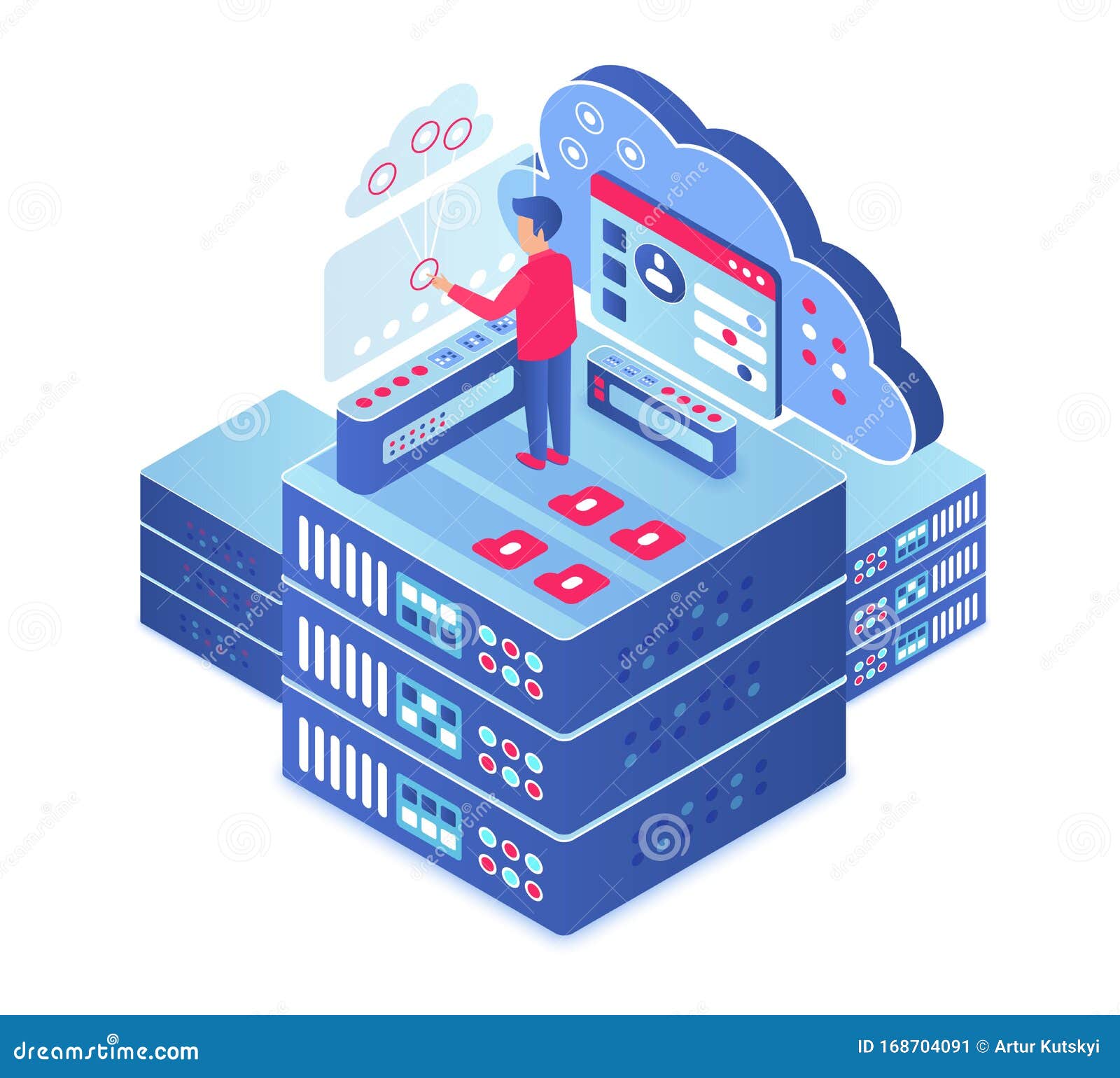 Cloud Computing Isometric Vector Illustration Stock Vector ...
