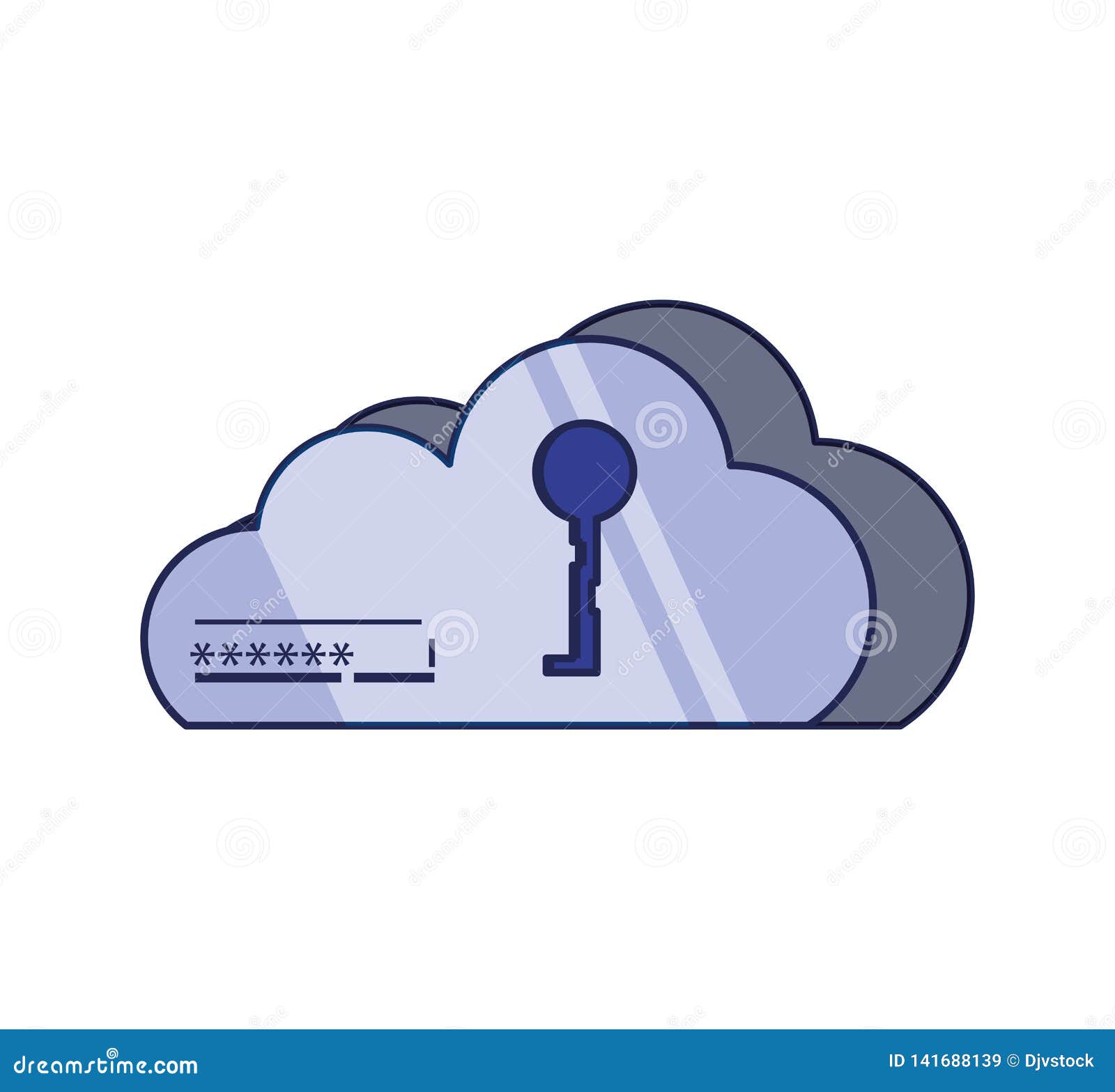 Cloud computing with key stock vector. Illustration of processing ...