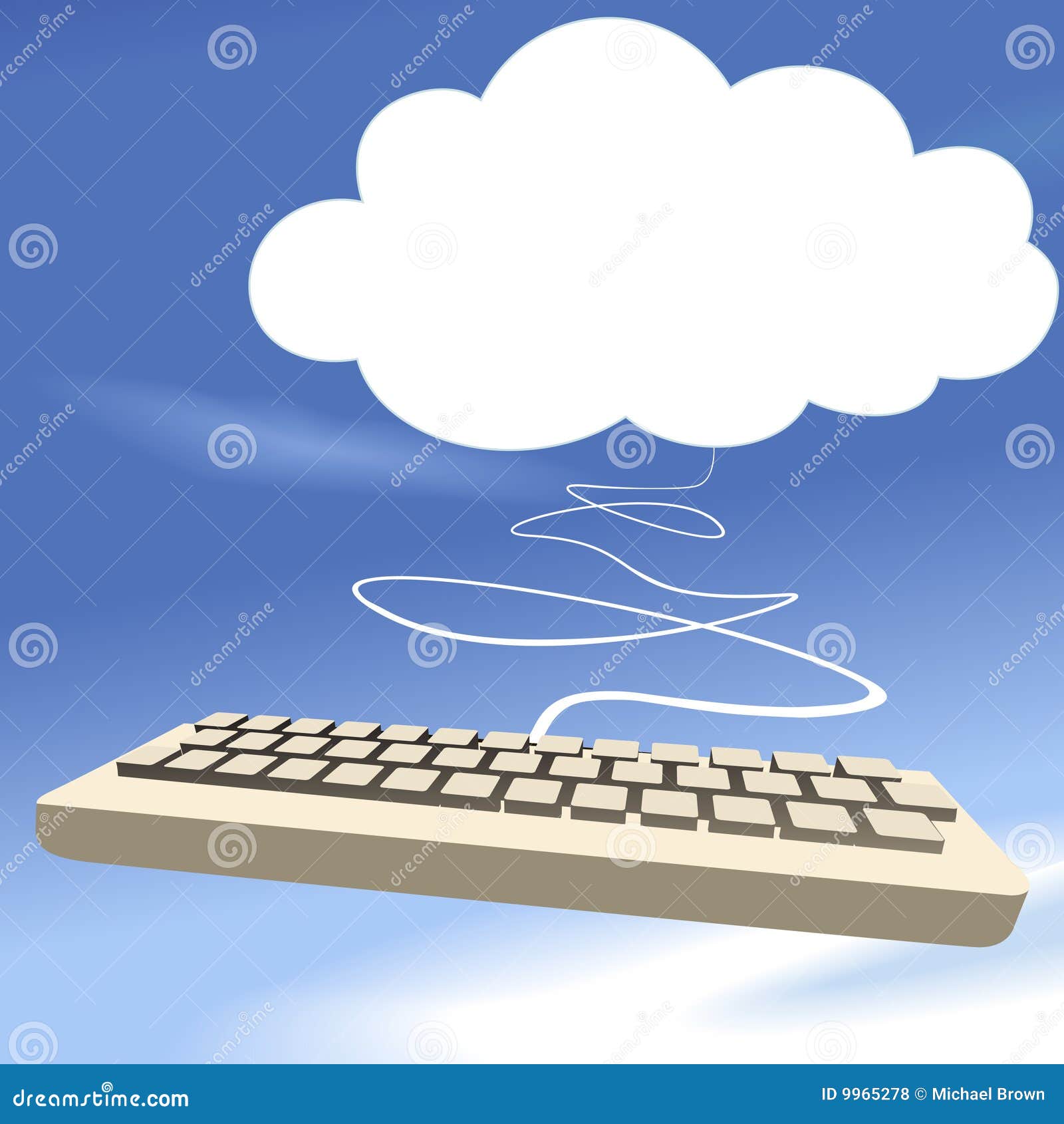 Cloud Computing Keyboard on Blue Sky Background Stock Vector ...