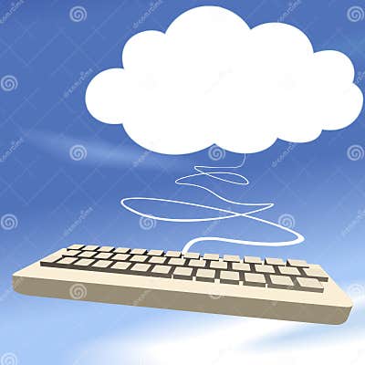 Cloud Computing Keyboard on Blue Sky Background Stock Vector ...