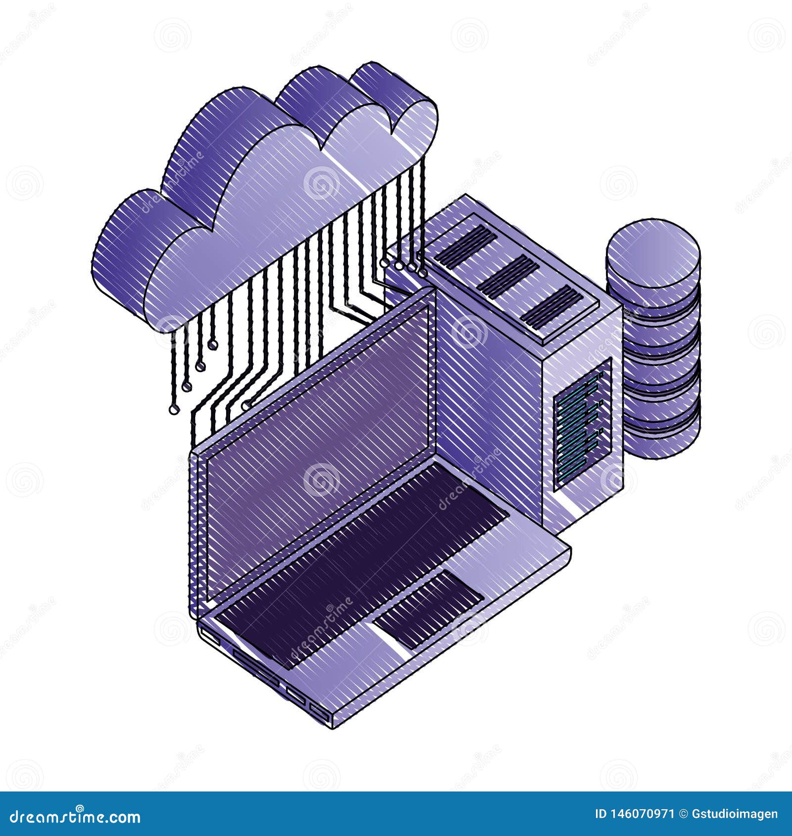 Cloud Computing Laptop Database Server Connection Network Stock ...