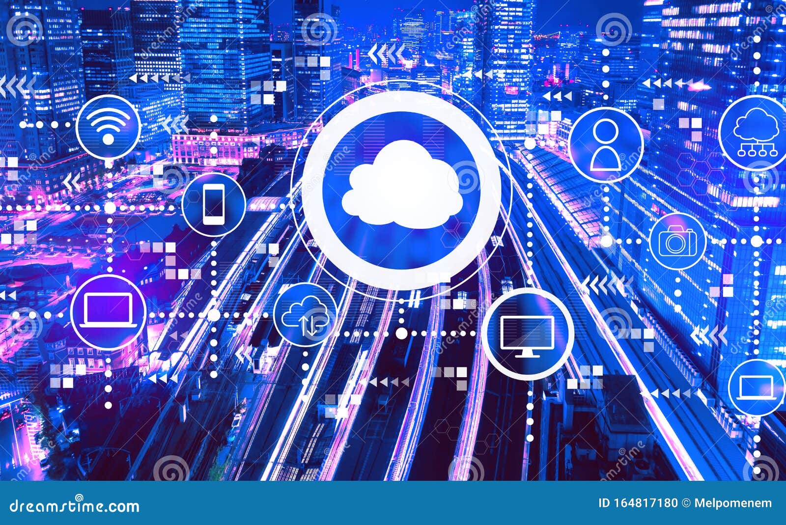 Cloud Computing with a Large Train Station in Tokyo, Japan Stock Photo ...