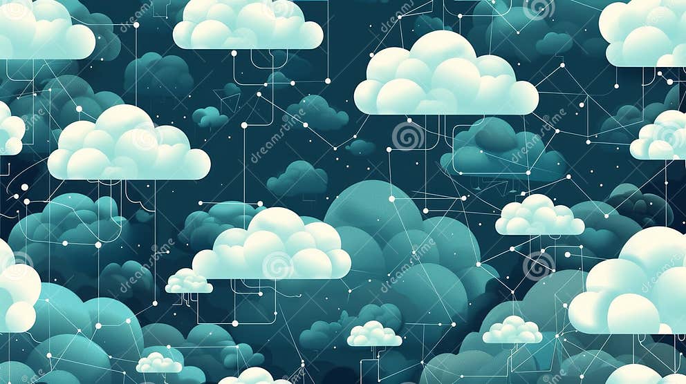 Cloud Computing Layout in Seamless Tile Pattern Stock Illustration ...