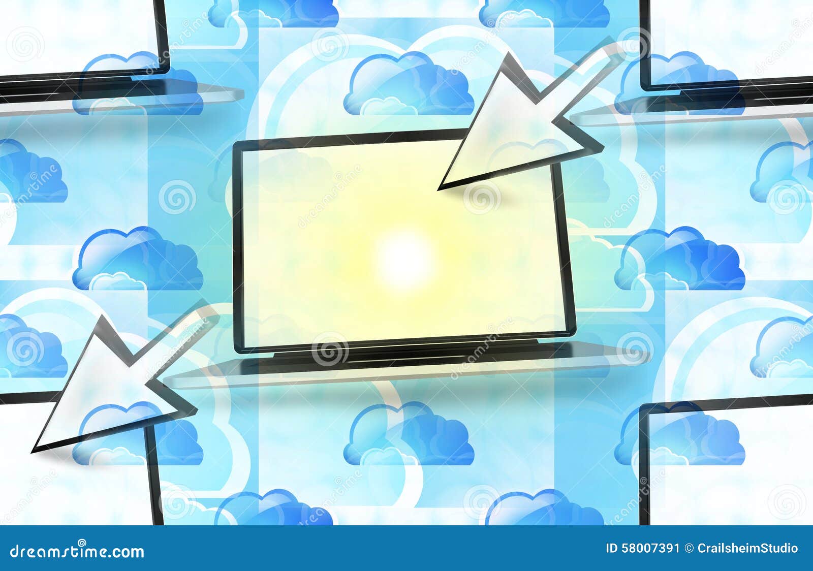 Cloud computing stock illustration. Illustration of light - 58007391