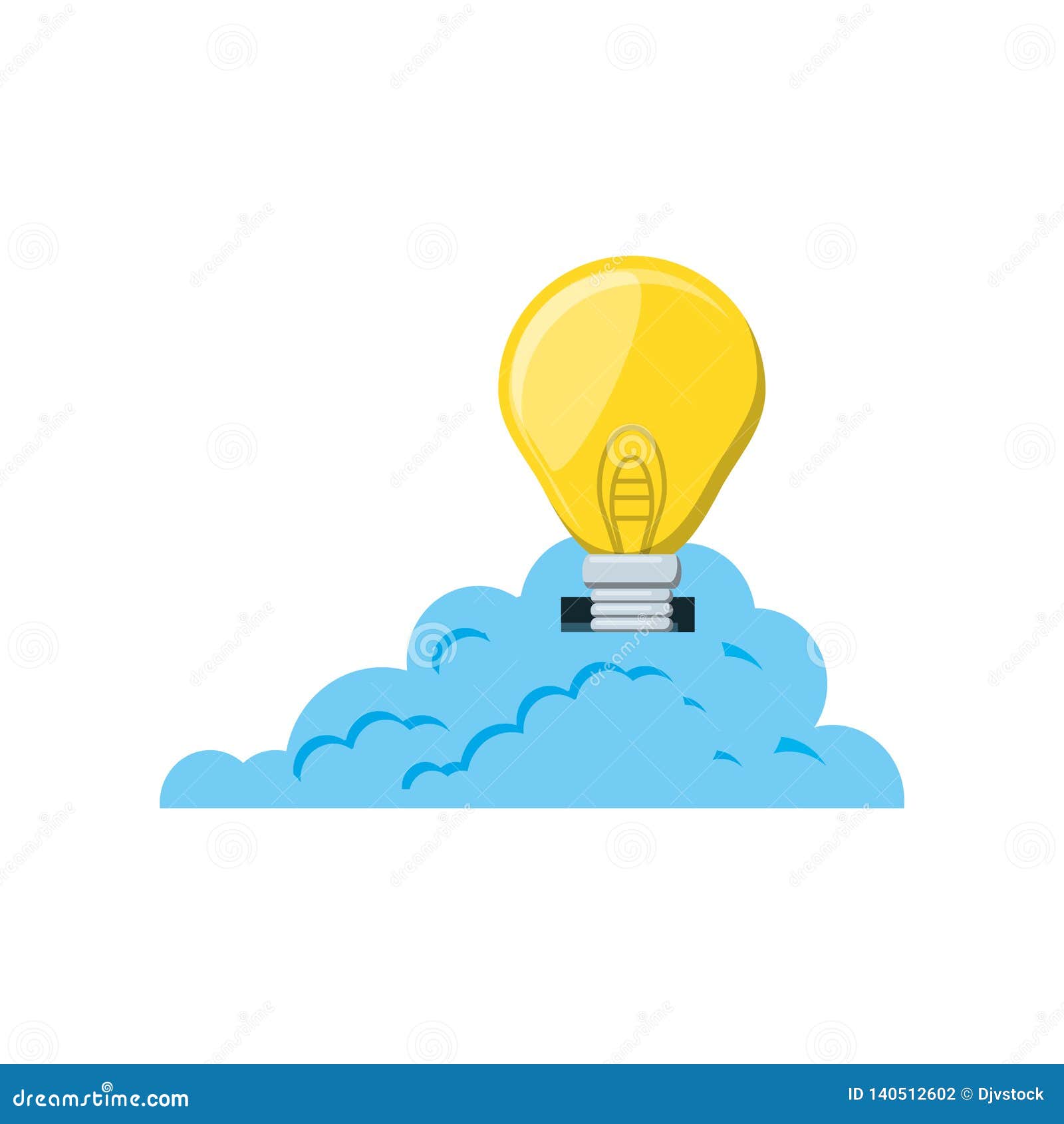 Cloud Computing with Light Bulb Stock Vector - Illustration of icon, business: 140512602