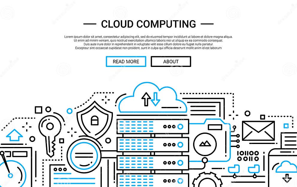 Cloud Computing - Line Design Website Banner Stock Vector ...