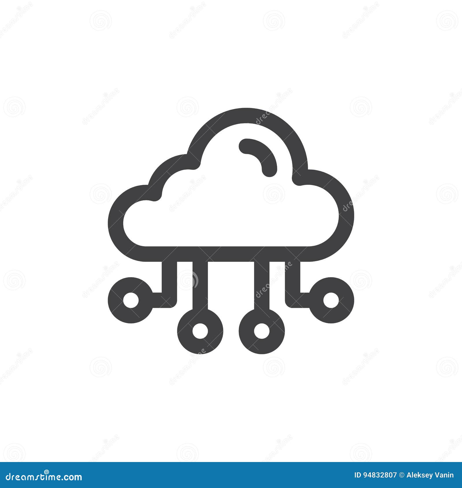 Cloud Computing Line Icon, Outline Vector Sign, Linear Style Pictogram ...
