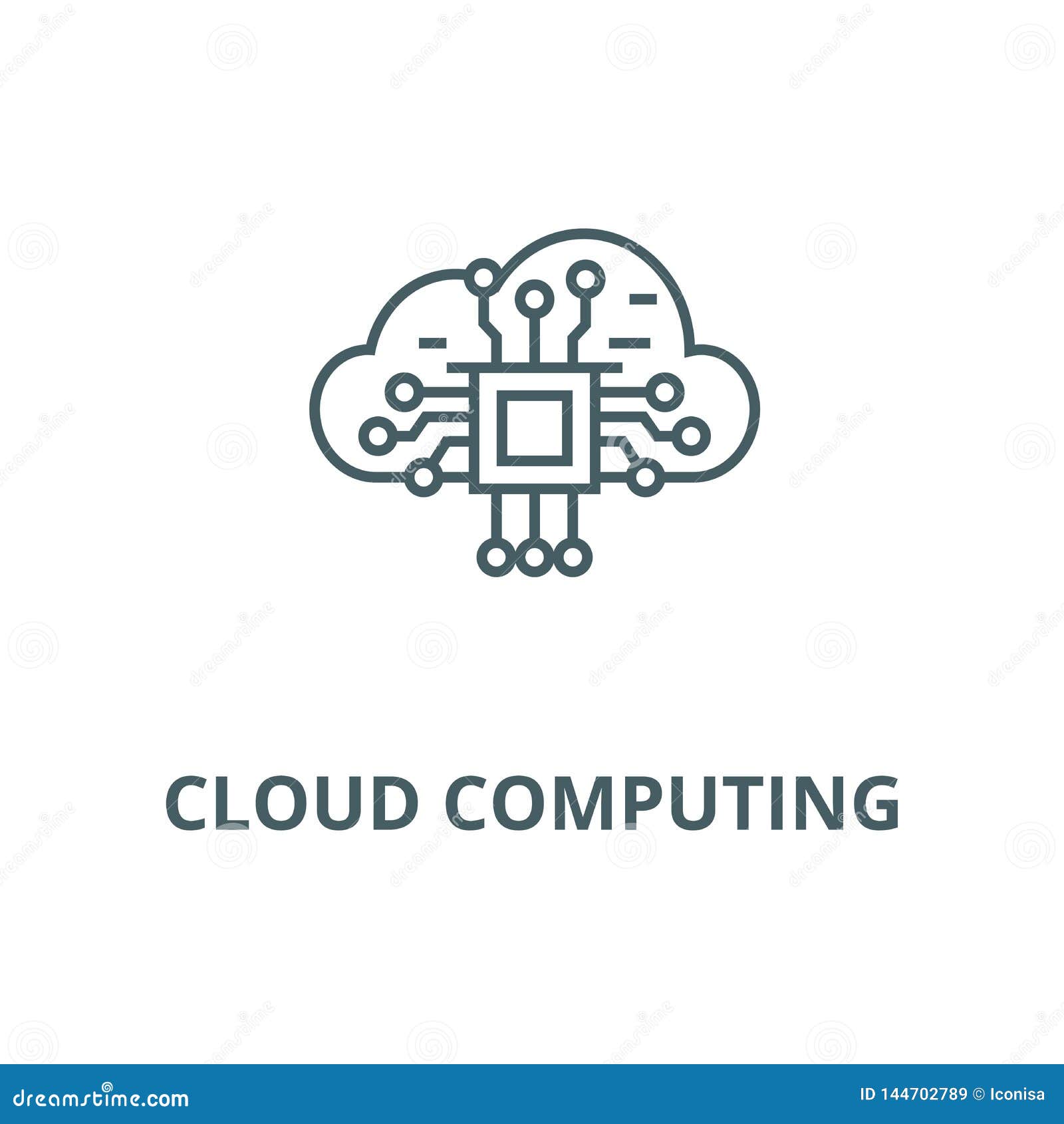 Cloud Computing Line Icon, Vector. Cloud Computing Outline Sign ...