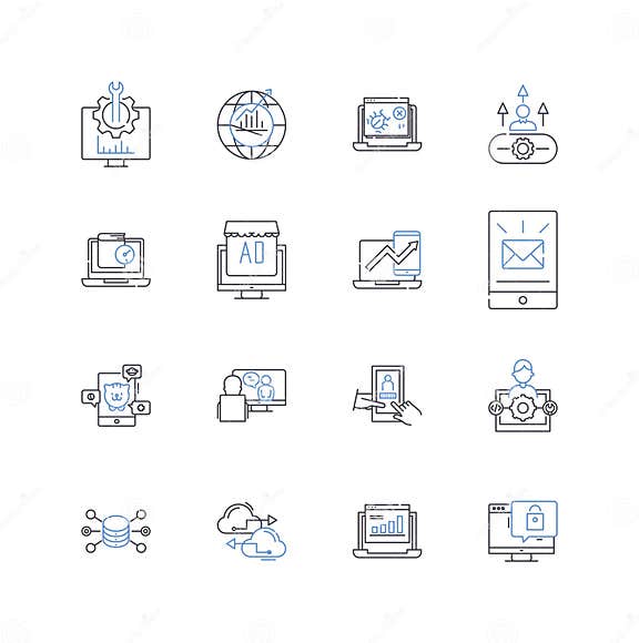 Cloud Computing Line Icons Collection Scalability Virtualization Automation Security