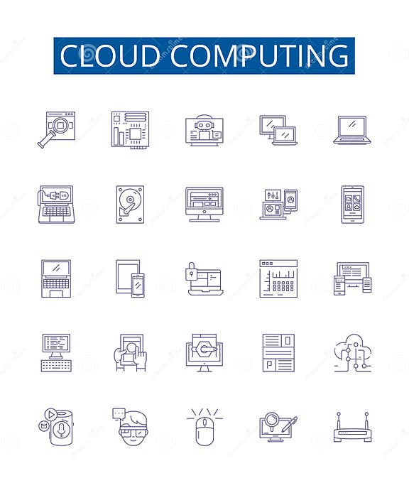 Cloud Computing Line Icons Signs Set. Design Collection of Cloud ...