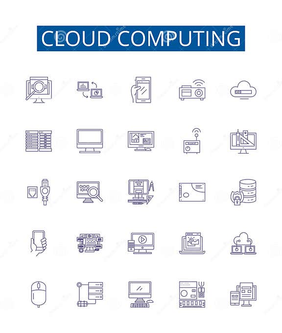 Cloud Computing Line Icons Signs Set. Design Collection of Cloud ...