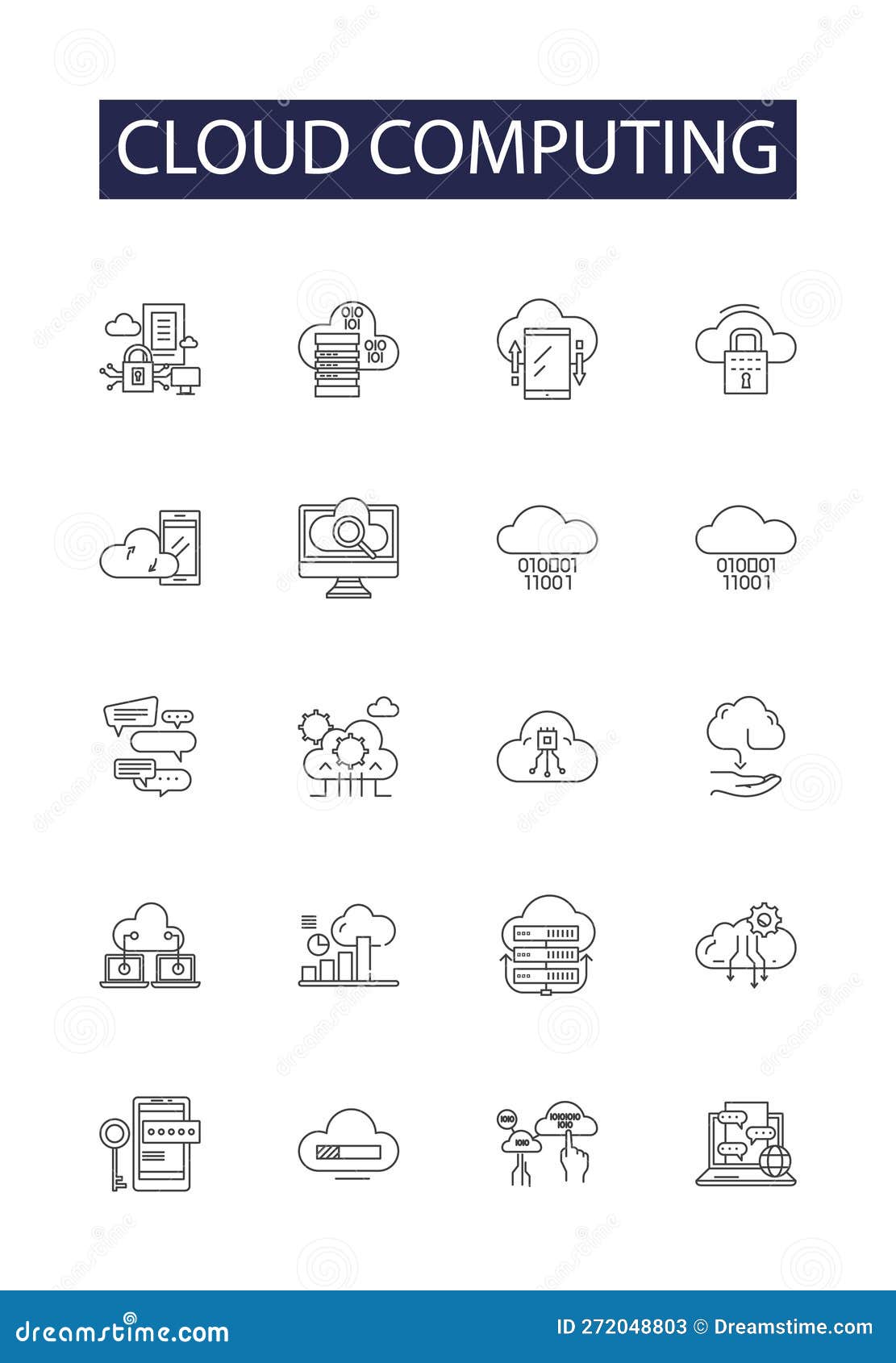 Cloud Computing Line Vector Icons and Signs. Computing, Storage ...