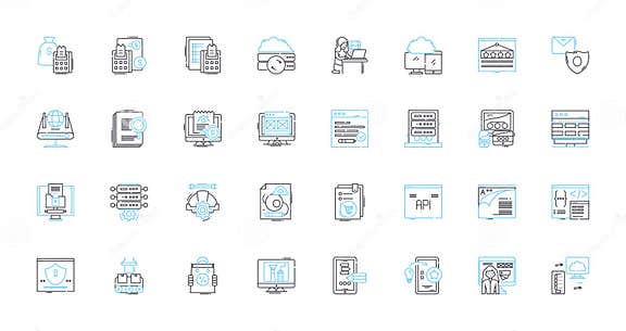 Cloud Computing Linear Icons Set. Infrastructure, Storage, Scalability, Virtualization, Security ...