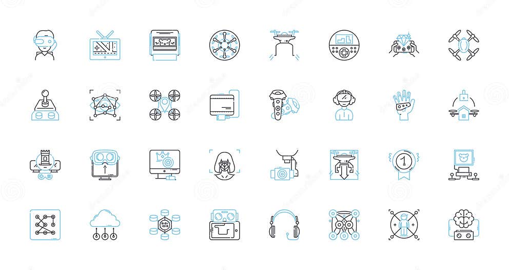 Cloud Computing Linear Icons Set Scalability Virtualization