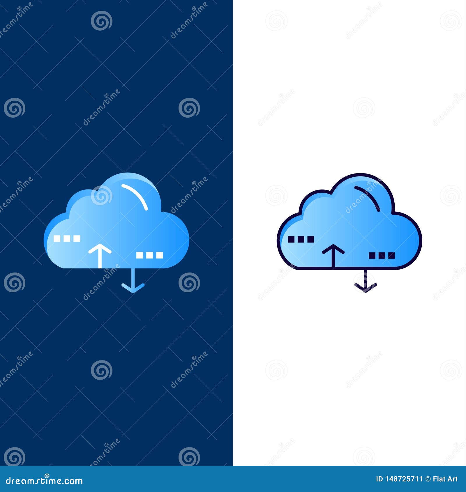 Cloud, Computing, Link, Data Icons. Flat and Line Filled Icon Set ...