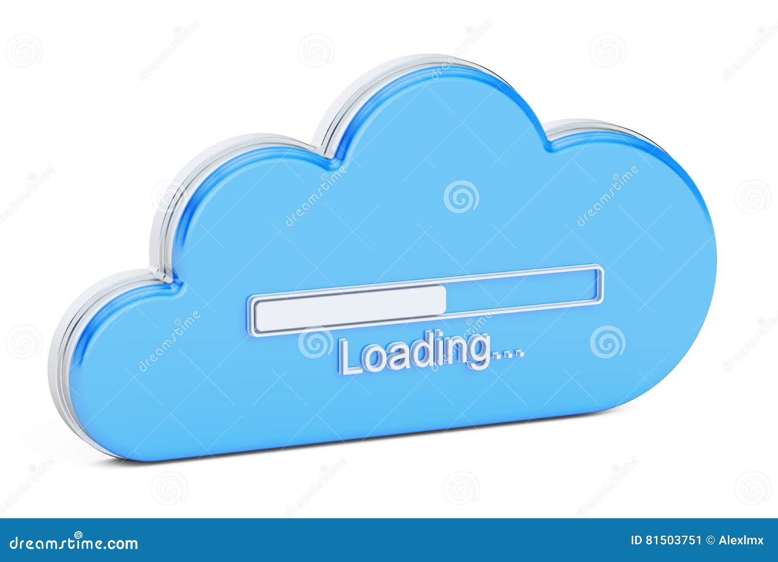 Cloud Computing Loading Concept, 3D Rendering Stock Illustration ...