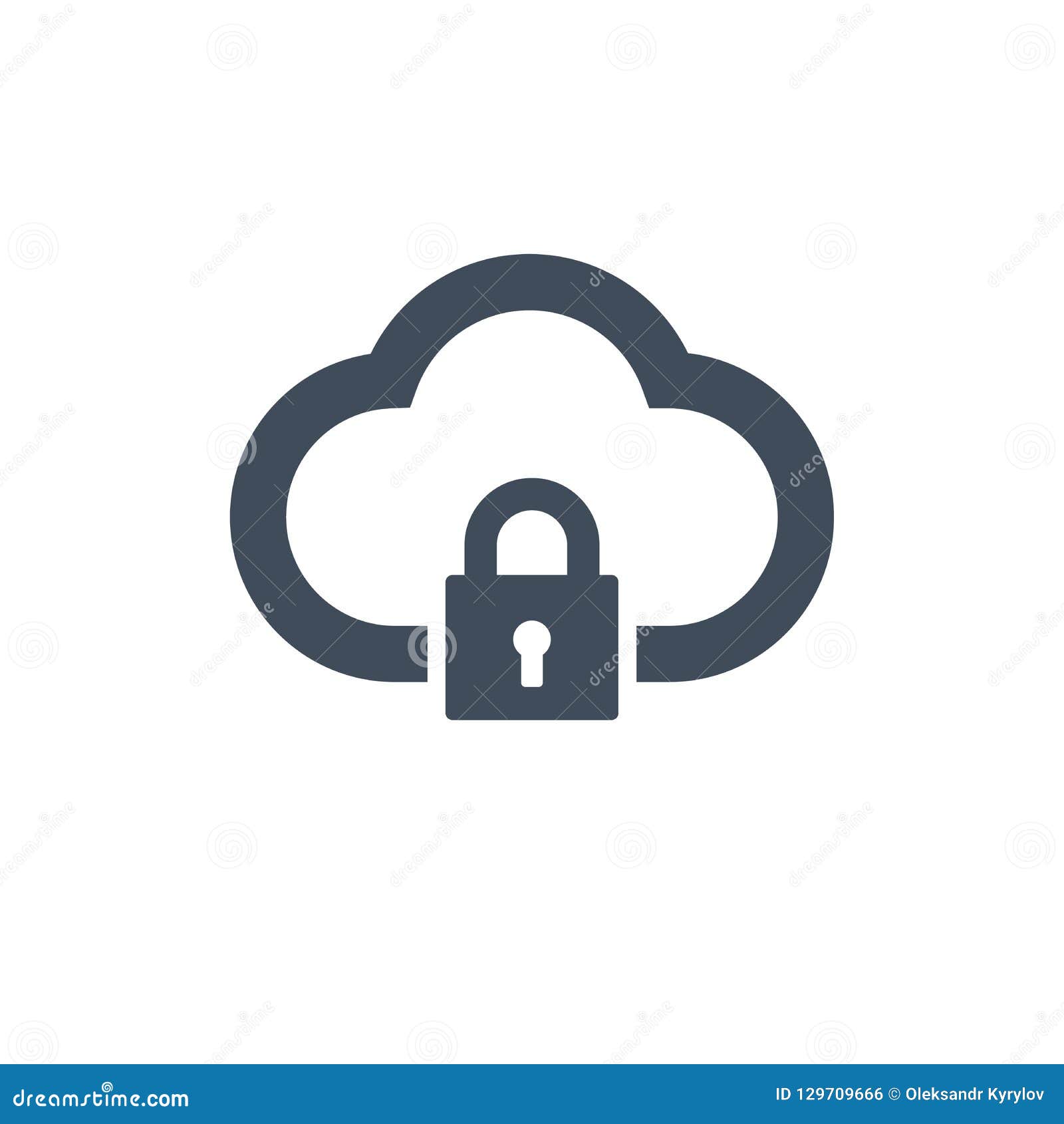 Cloud Computing Lock Icon Isolated on Clean Background. Cloud ...