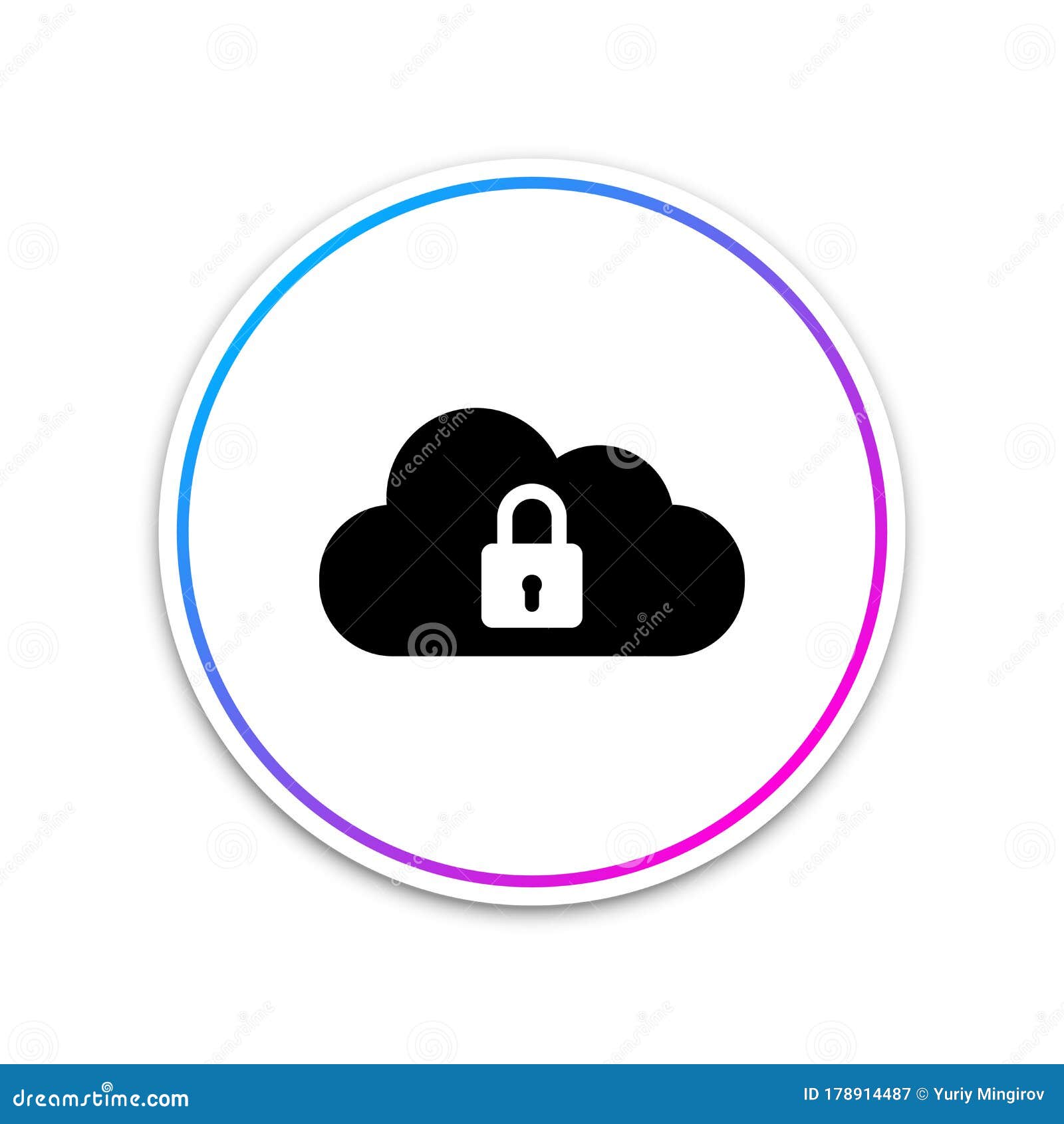 Cloud Computing Lock Icon Isolated on White Background. Cloud ...