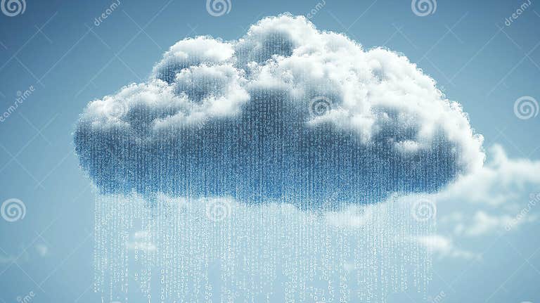 Cloud Computing In Logistics Fluffy Clouds Filled With Binary Code And