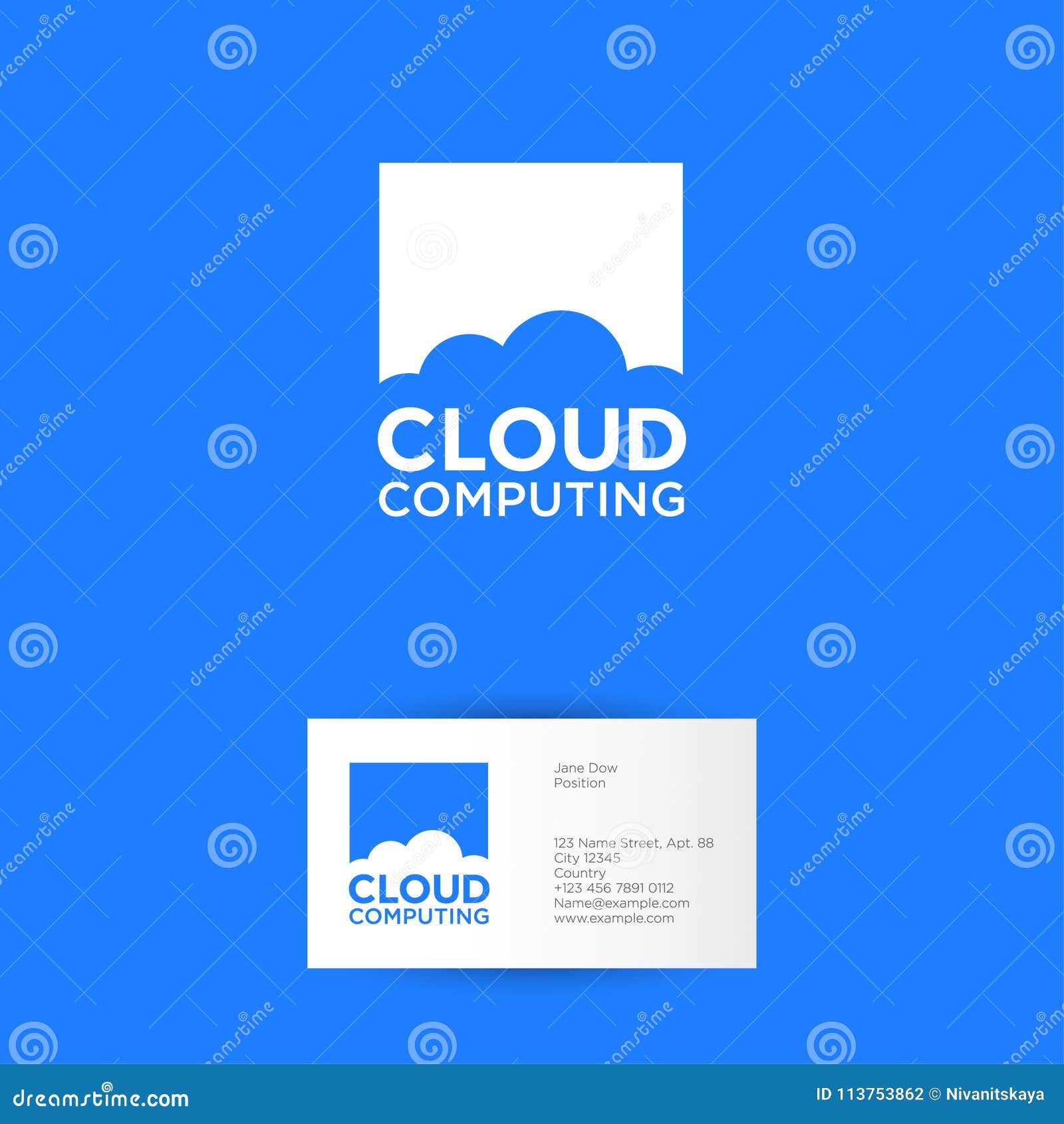 Cloud Computing Logo. Blue Cloud Emblems. Communication or Network Icon ...
