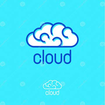Cloud Computing Logo. Blue Cloud Emblems. Linear Logo. Communication or ...