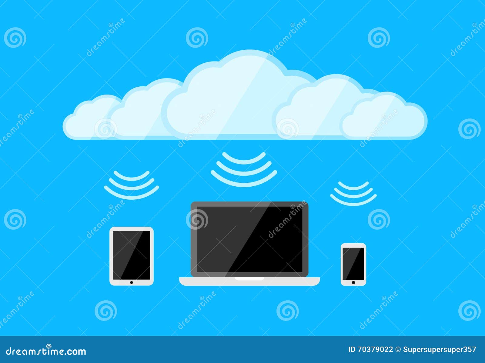Cloud Computing for Many Devices Stock Vector - Illustration of ...