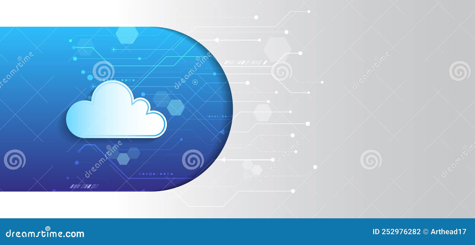 Cloud Computing, Media Server. Futuristic Hosting Server. Abstract Datacenter, Network System ...