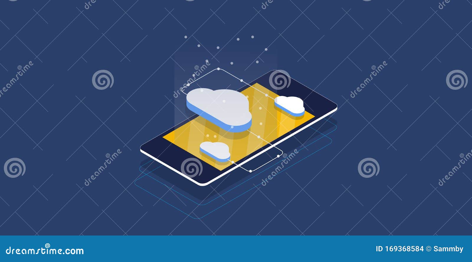 Cloud Computing, Mobile Data, Smart Phone with Cloud Application, 3d Isometric Concept. Stock ...