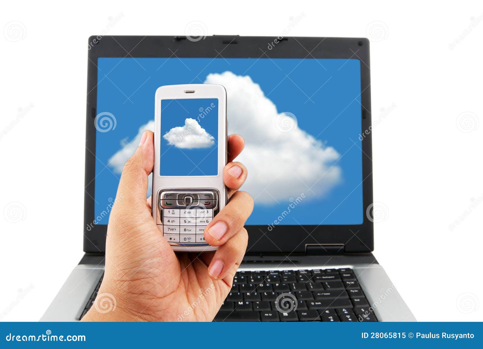 Cloud Computing with Mobile Phone Stock Image - Image of holding ...