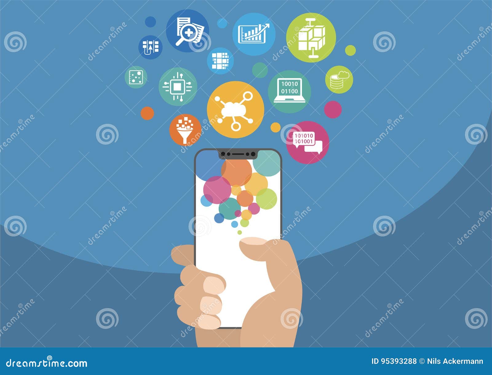 Cloud Computing and Mobility Concept As Illustration with Hand Holding ...
