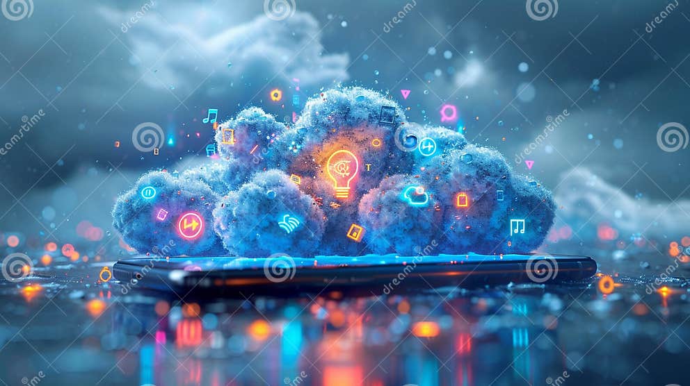 Cloud Computing and Mobility Concept Touchscreen Smartphone Stock Image - Image of cloud ...
