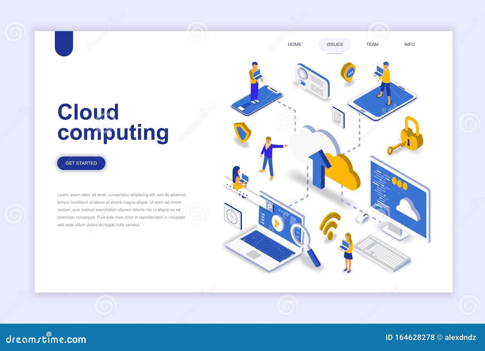 Cloud Computing Modern Flat Design Isometric Concept. Business Technology and People Concept ...