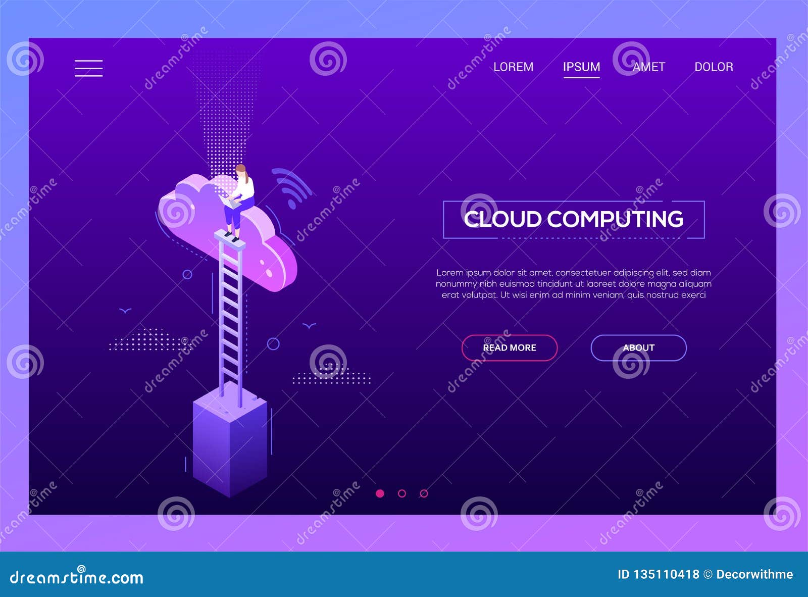 Cloud Computing - Modern Isometric Vector Website Header Stock Vector ...