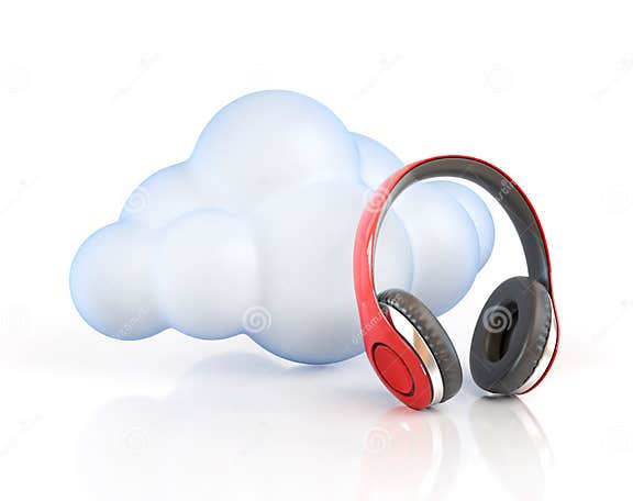 Cloud Computing Multimedia Concept - Cloud and Headphones Stock ...