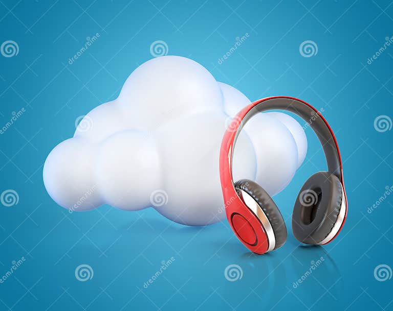 Cloud Computing Multimedia Concept - Cloud and Headphones Stock ...