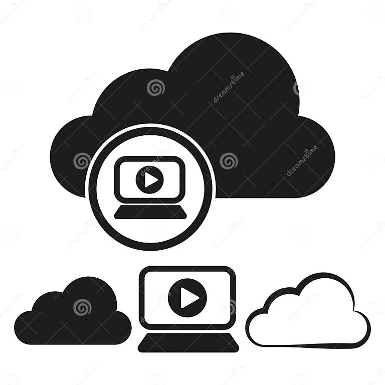 Cloud Computing and Multimedia Icons. Online Video Streaming Concept ...