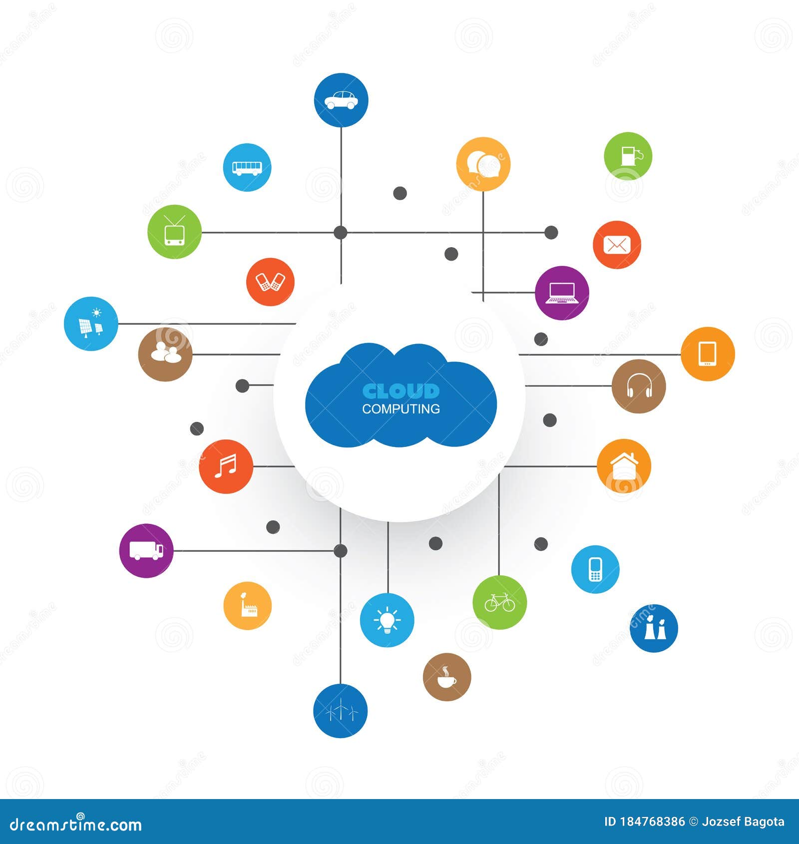 Cloud Computing, Network Communication Design Concept with Icons ...