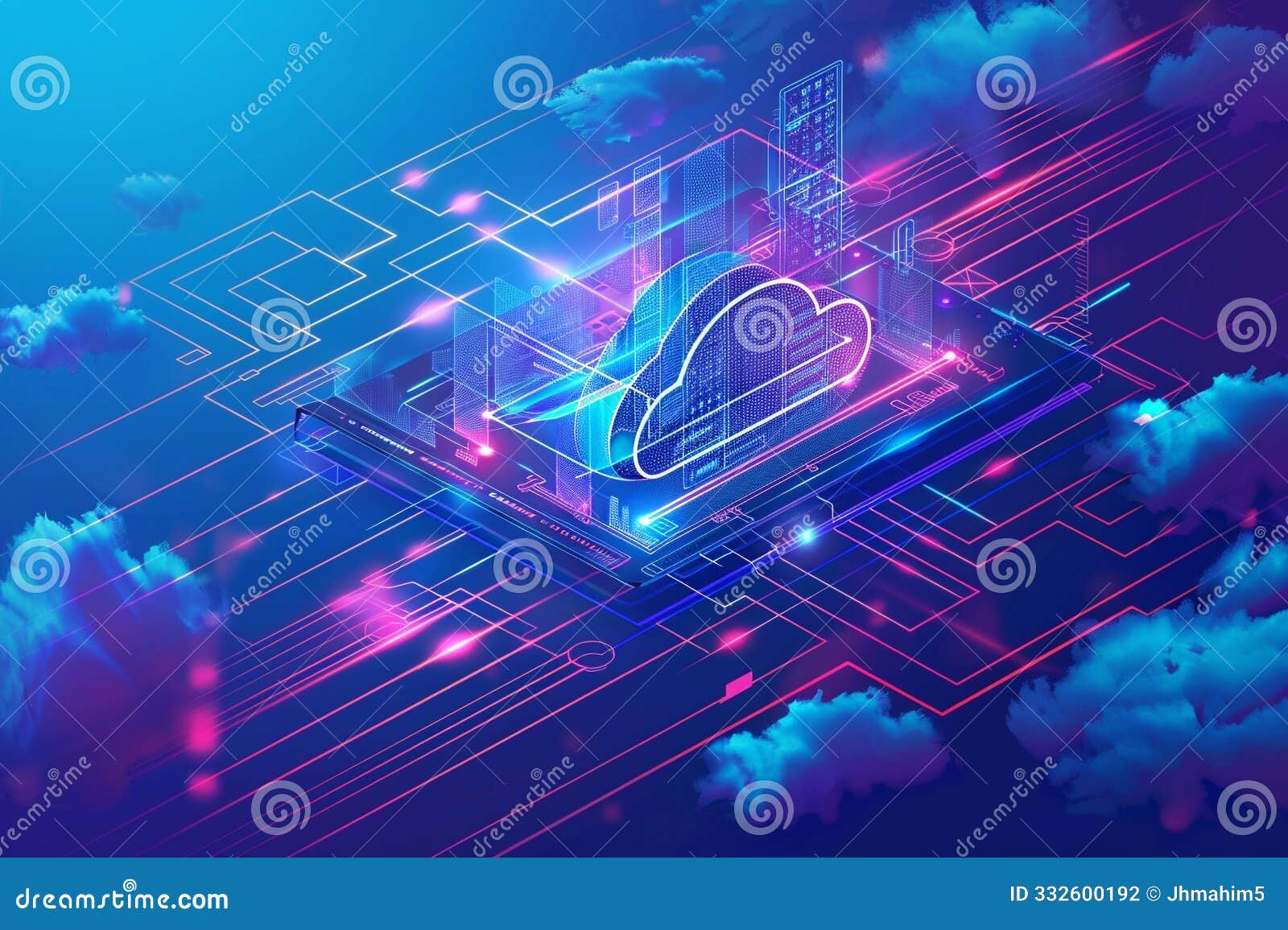 Cloud Computing Network Data Center Stock Illustration - Illustration of system, database: 332600192