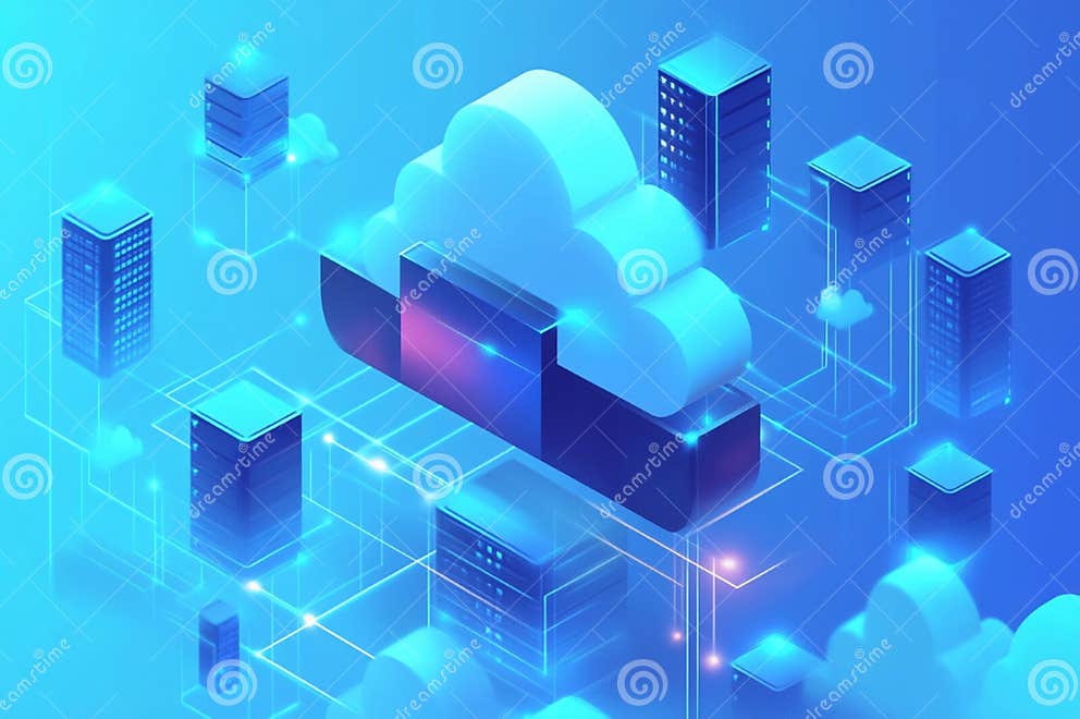 Cloud Computing Network Data Servers and Cloud Storage System Illustration Stock Illustration ...