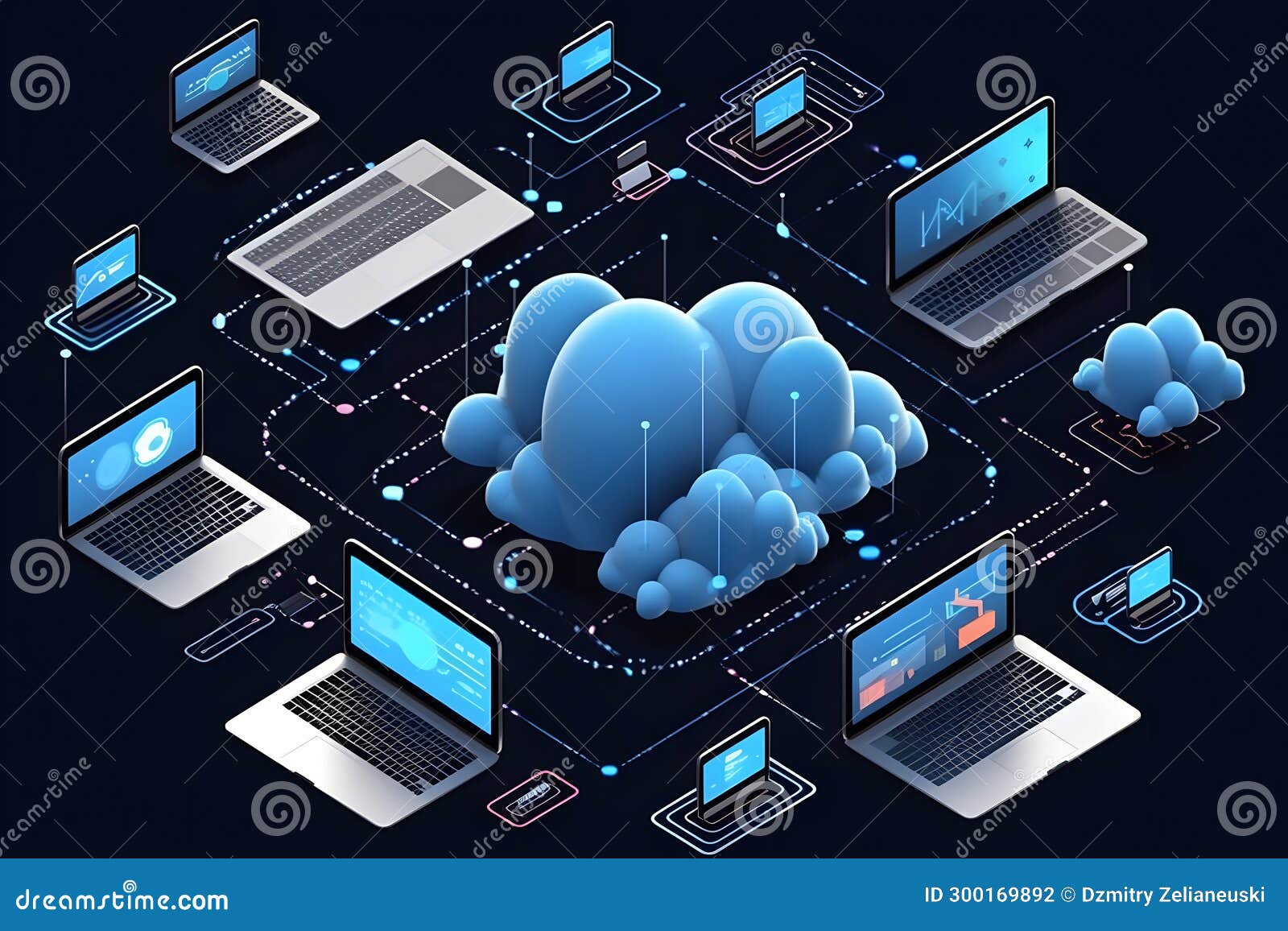 Cloud Computing Network. Generative AI Stock Illustration ...