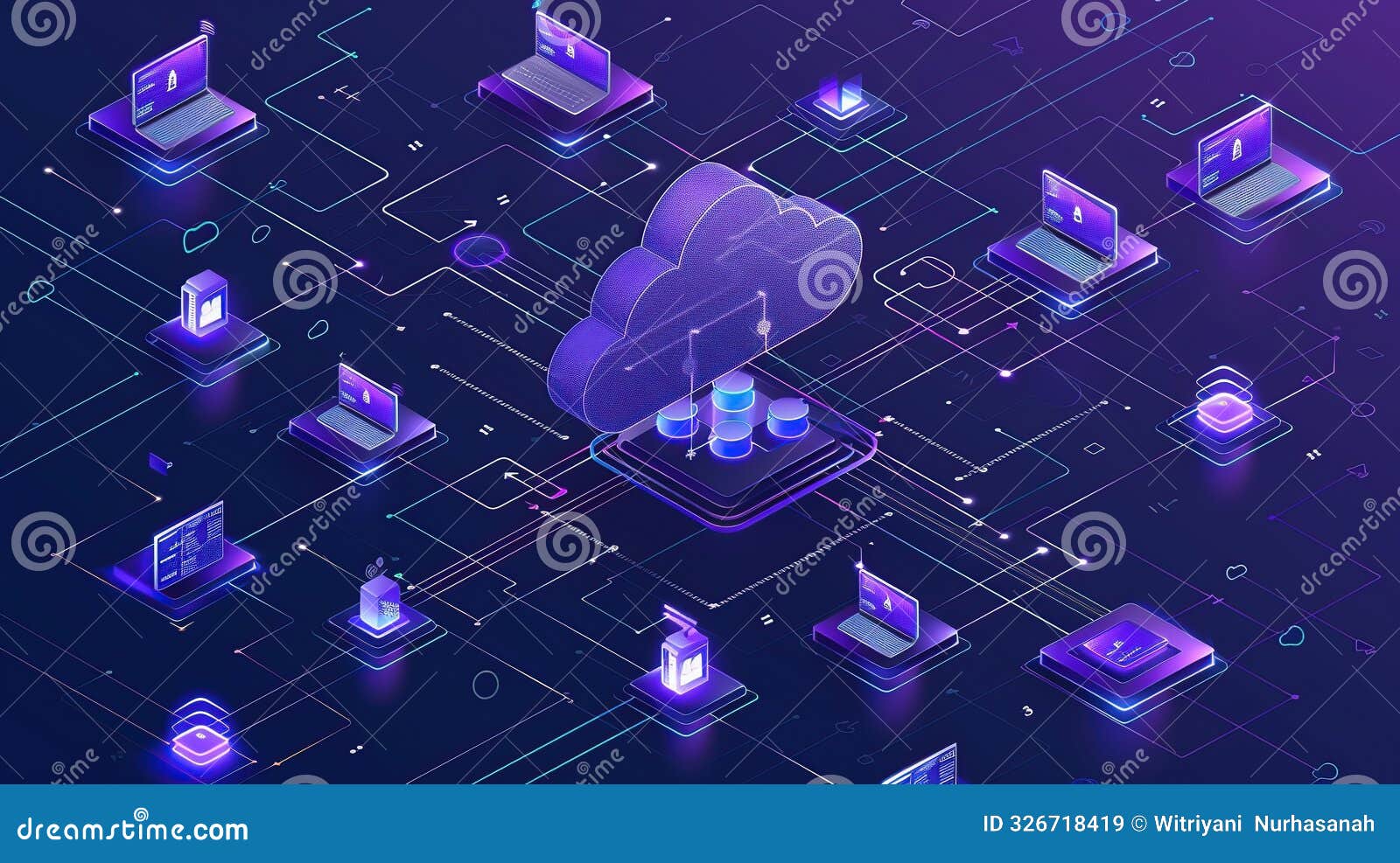 Cloud Computing Network Illustration Stock Illustration - Illustration ...