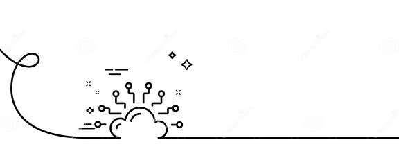 Cloud Computing Network Line Icon. Internet Data Storage Sign. Continuous Line with Curl. Vector ...