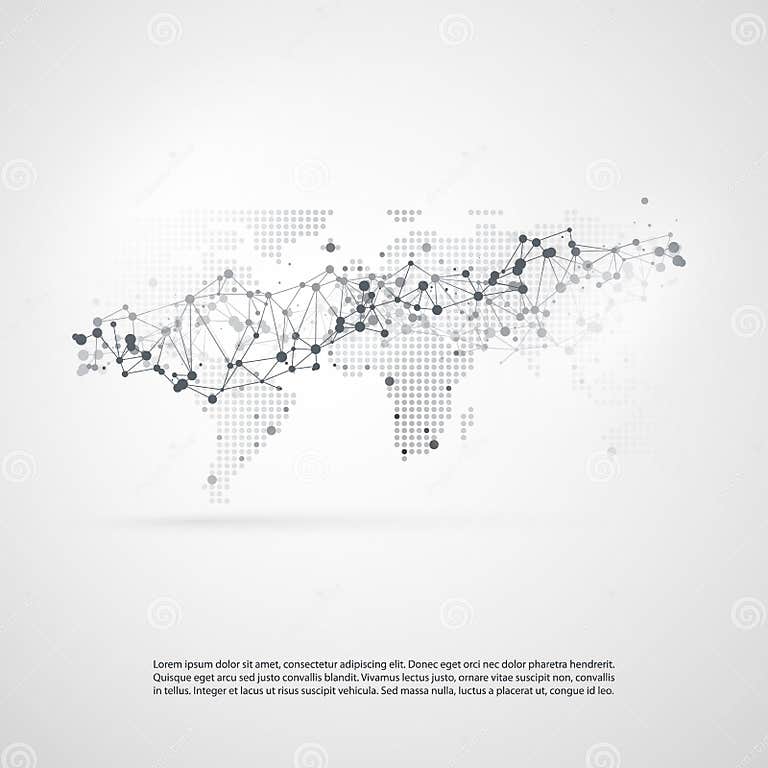 Cloud Computing and Networks with World Map - Abstract Global Digital ...