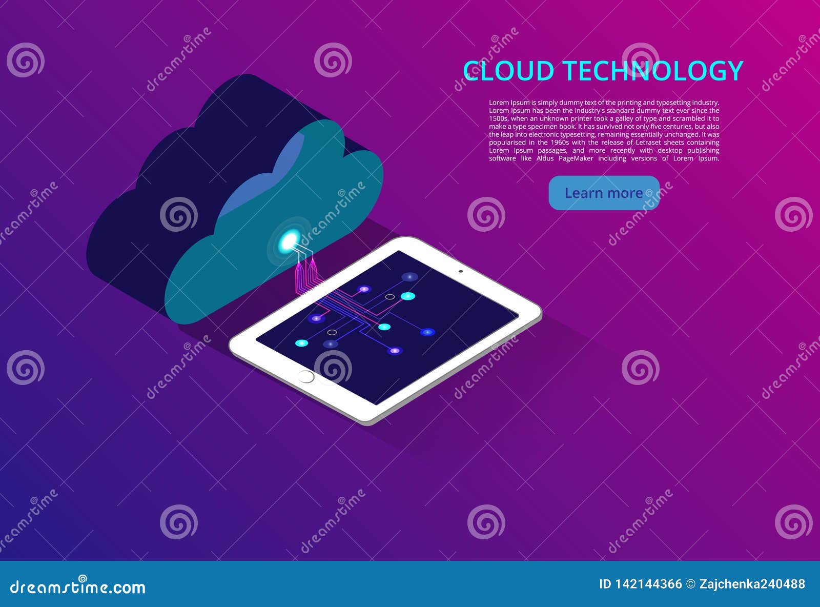 Cloud Computing Online Storage Low Poly. Polygonal Future Modern Internet Business Technology ...