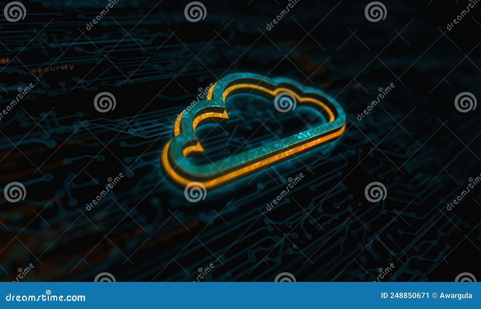 Cloud Computing and Online Storage Symbol Digital Concept 3d ...