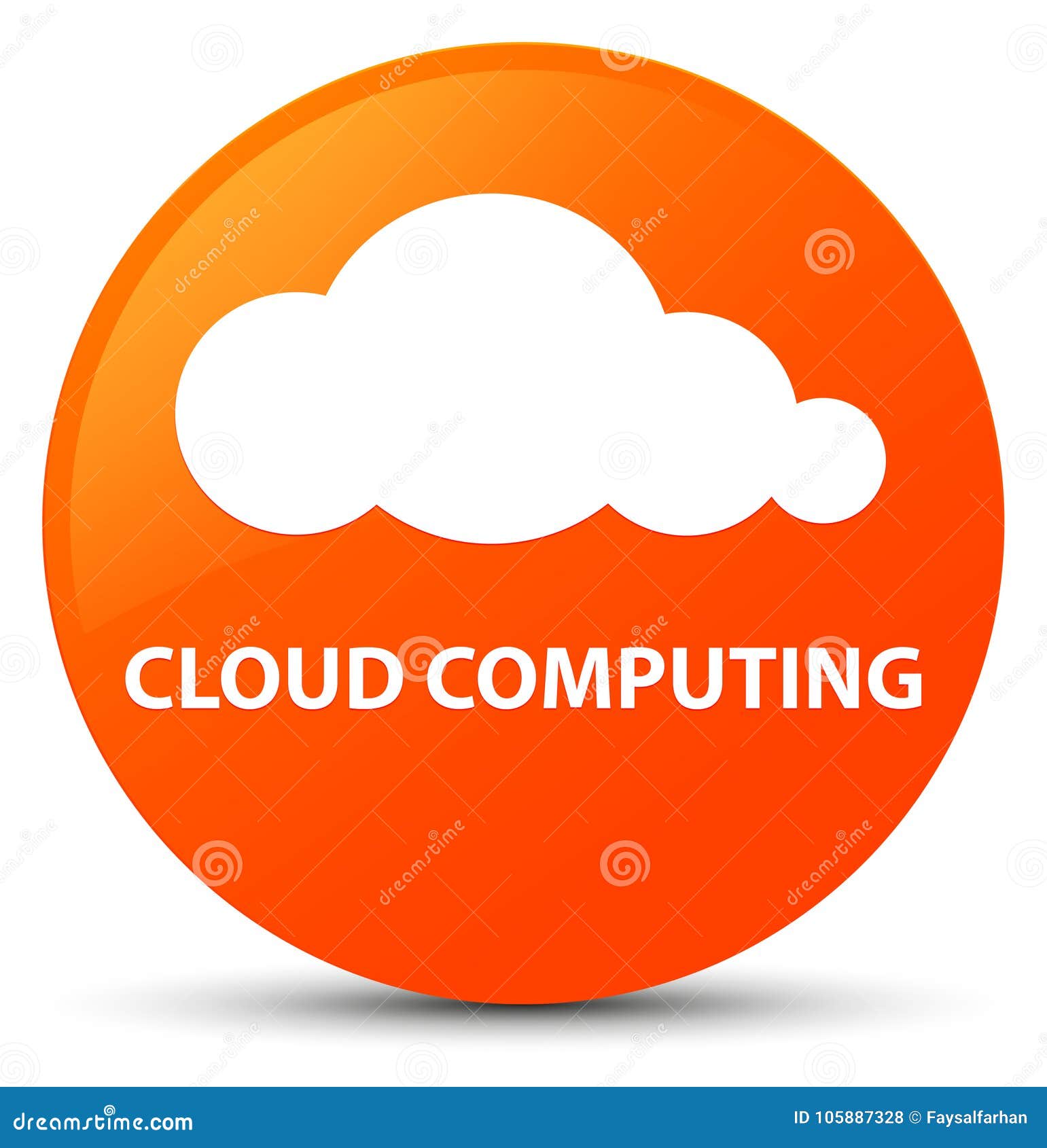 Cloud Computing Orange Round Button Stock Illustration - Illustration ...